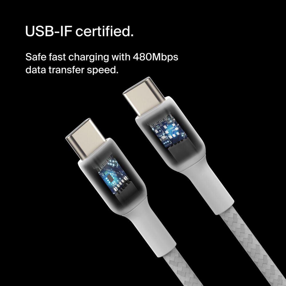 15W + 60W Heavy Duty USB-C Cable Bundle in White | Belkin US