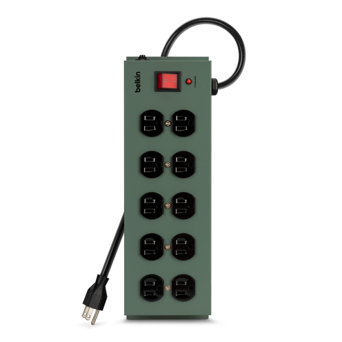 10-Outlet Metal Surge Protector with 15ft Power Cord | Belkin US