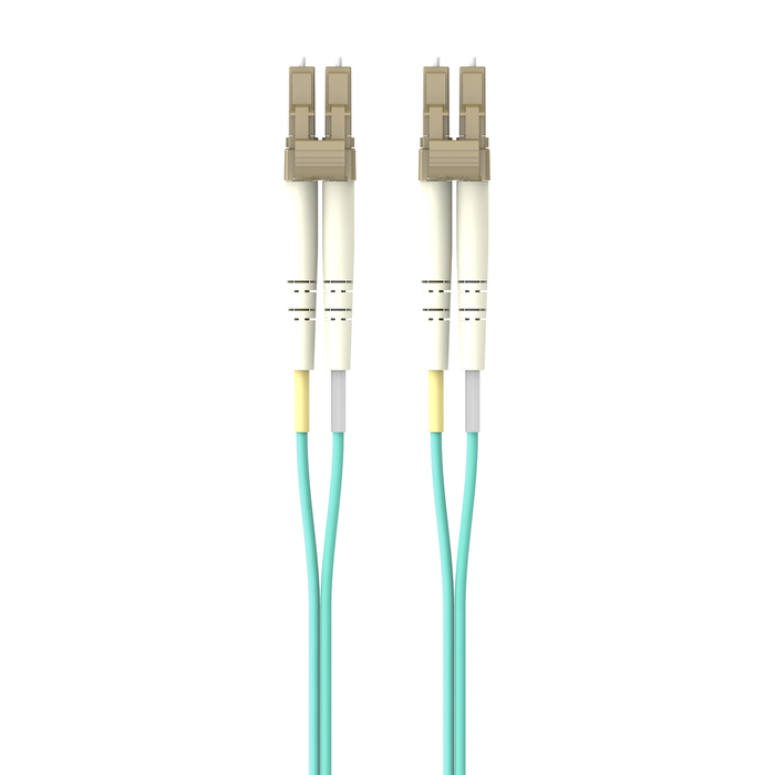 Belkin Fiber Optic Cable, 10GB/100GB Aqua Multimode LC/LC Duplex, 50/125 OM4 | Belkin US