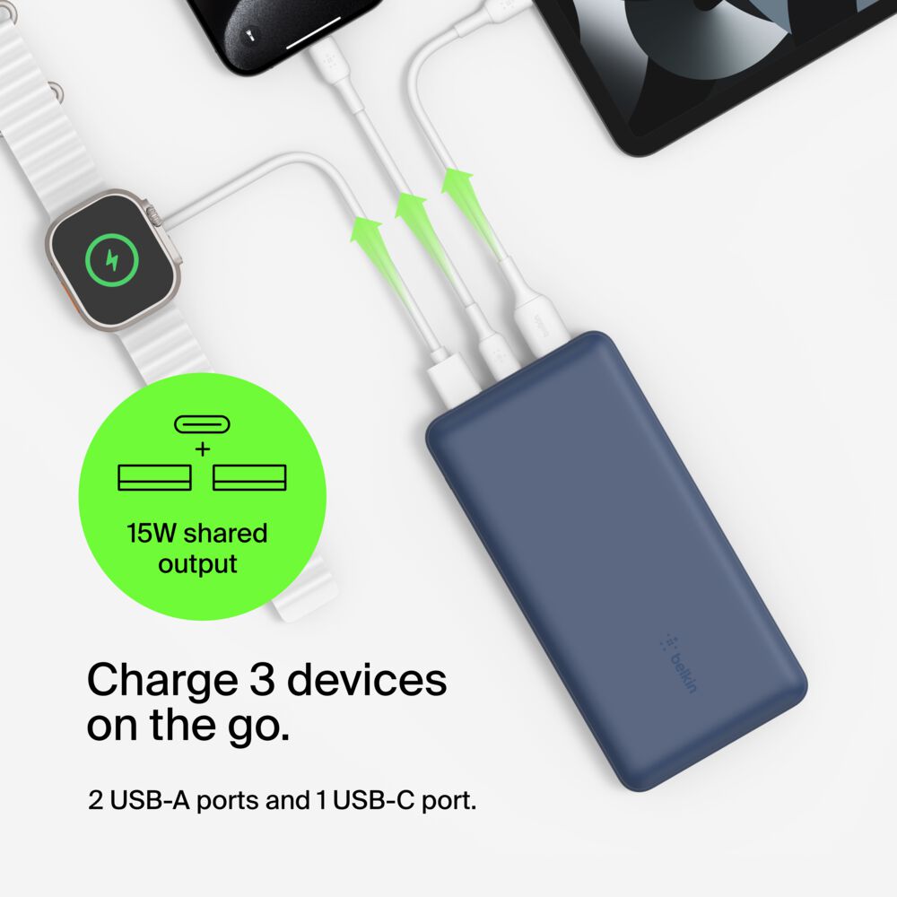 BoostCharge Power Bank 10K, 20K with USB-A to USB-C cable | Belkin US