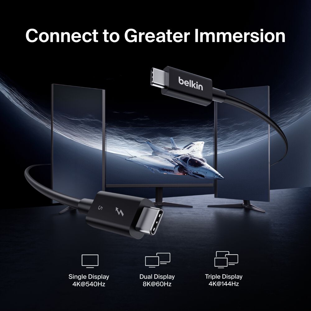 Thunderbolt 5 Cable, 240W + 80Gbps, 1m | Belkin US