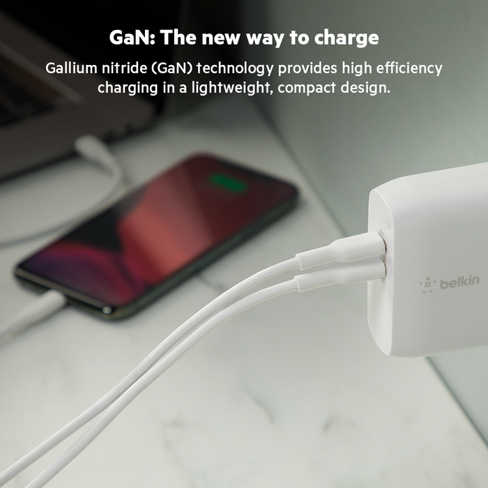 Dual USB-C PD GaN Wall Charger - 68W | Belkin US