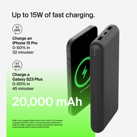 BoostCharge Power Bank 10K, 20K with USB-A to USB-C cable | Belkin US