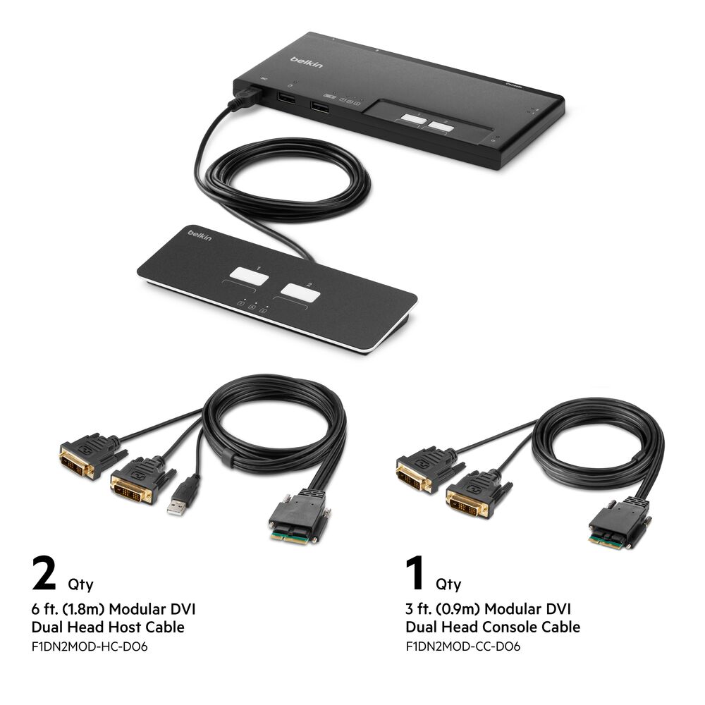 2-Port Dual Head DVI Modular Secure KVM Switch | Belkin CA