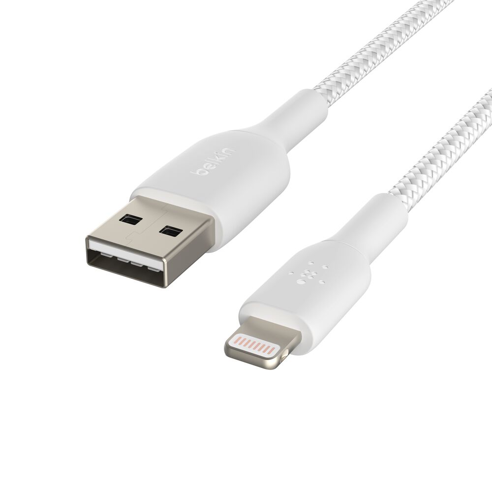 Braided Lightning to USB-A Cable (1m / 3.3ft, White) | Belkin | Belkin US