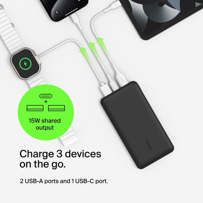 BoostCharge Power Bank 10K 20K with USB A to USB C cable Belkin US