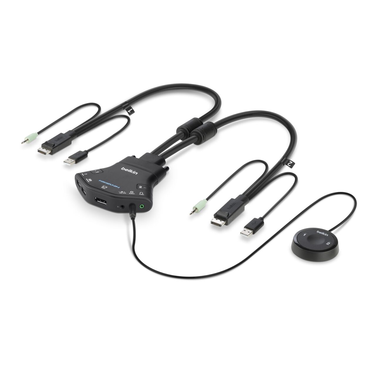 Secure 2-port Flip DP-to-DP KVM with Audio, PP 3.0 | Belkin ID