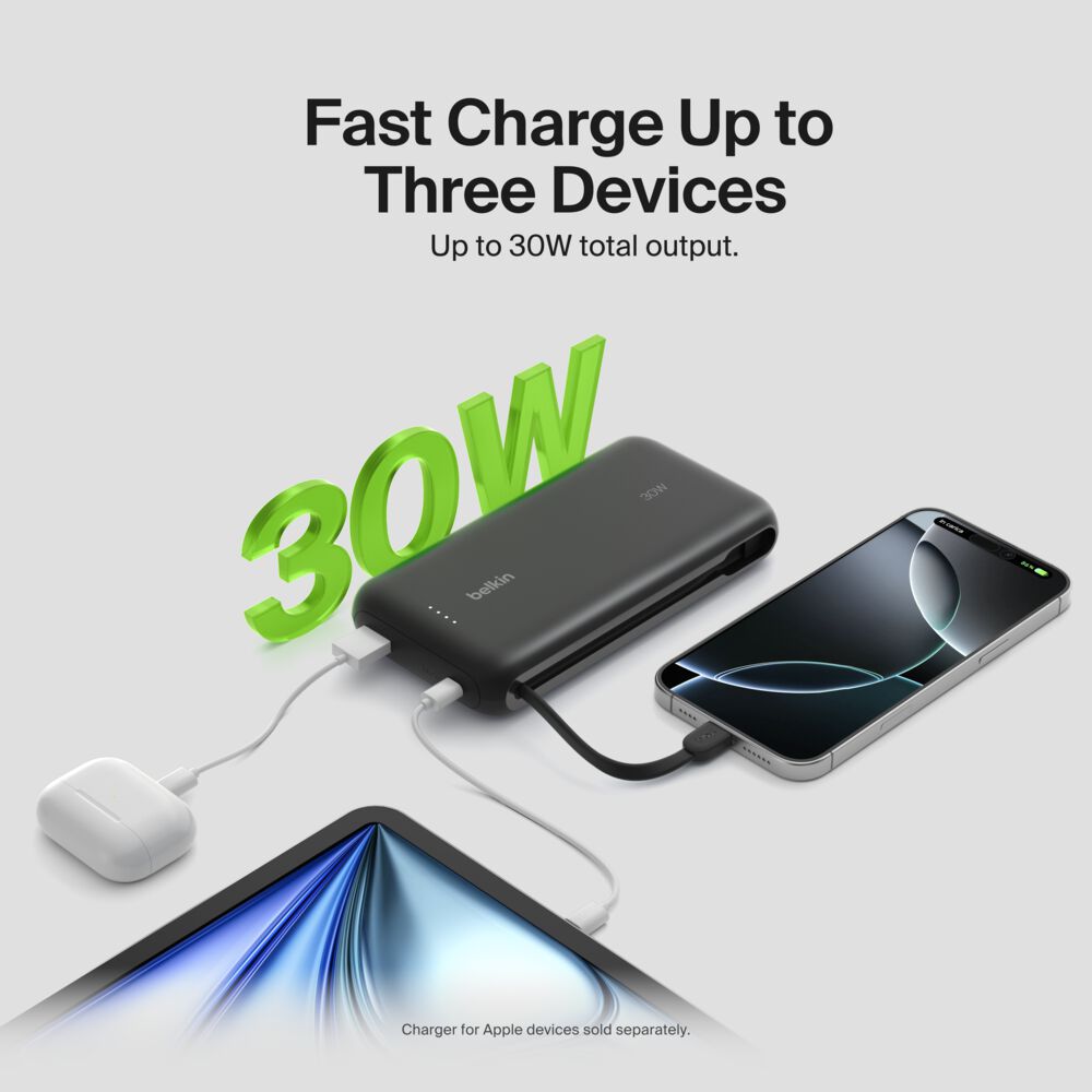 Portable Power Bank with Integrated Cable 10K and 20K | Belkin US