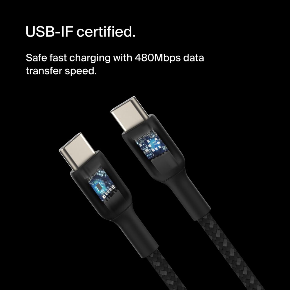 Braided USB-C to USB-C Cable (1m / 3.3ft, Black) | Belkin US