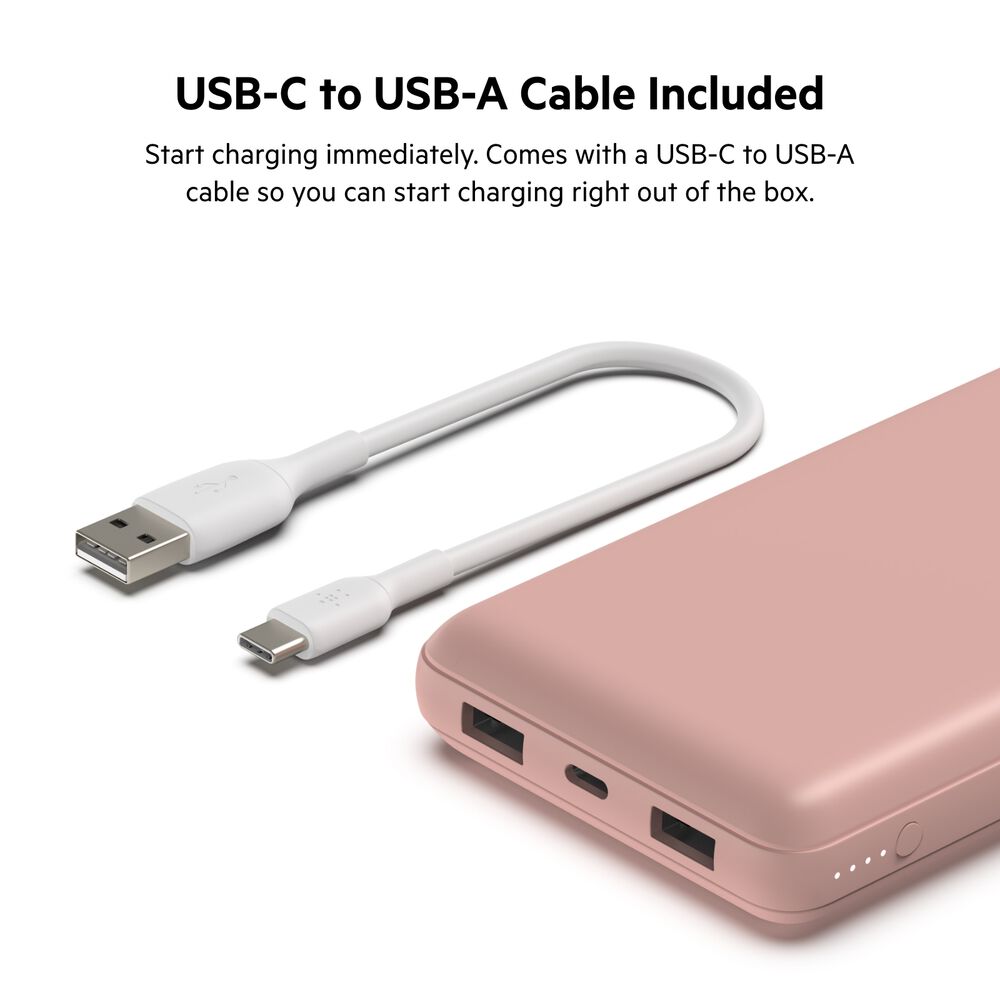 BoostCharge Power Bank 10K, 20K with USB-A to USB-C cable | Belkin US