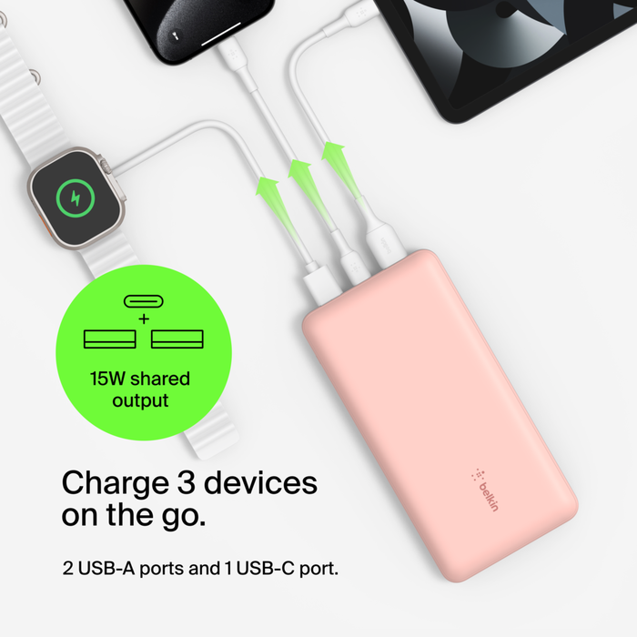 BoostCharge Power Bank 10K 20K with USB A to USB C cable Belkin US