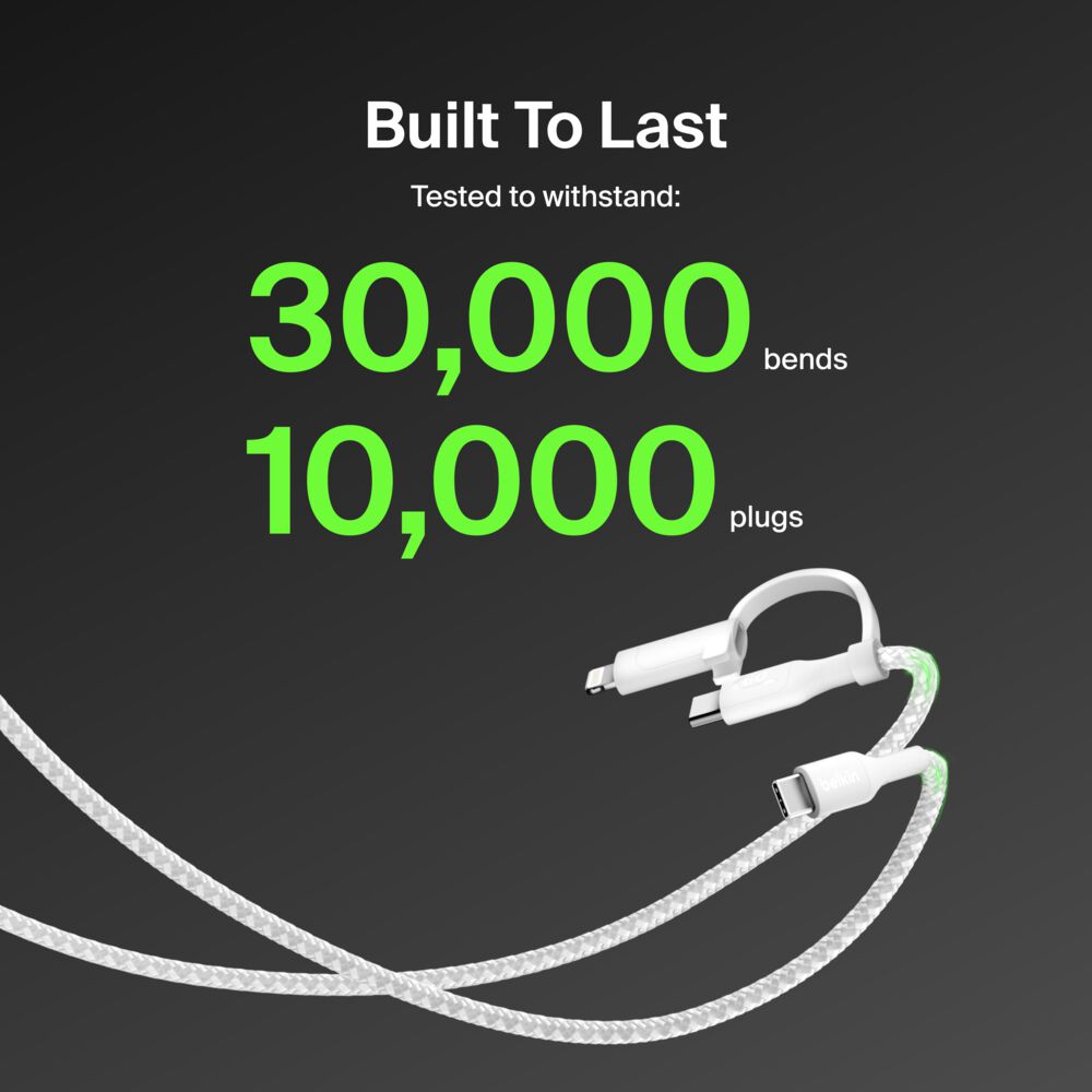 2-in-1 Cable with USB-C and Lightning Connector | Belkin US