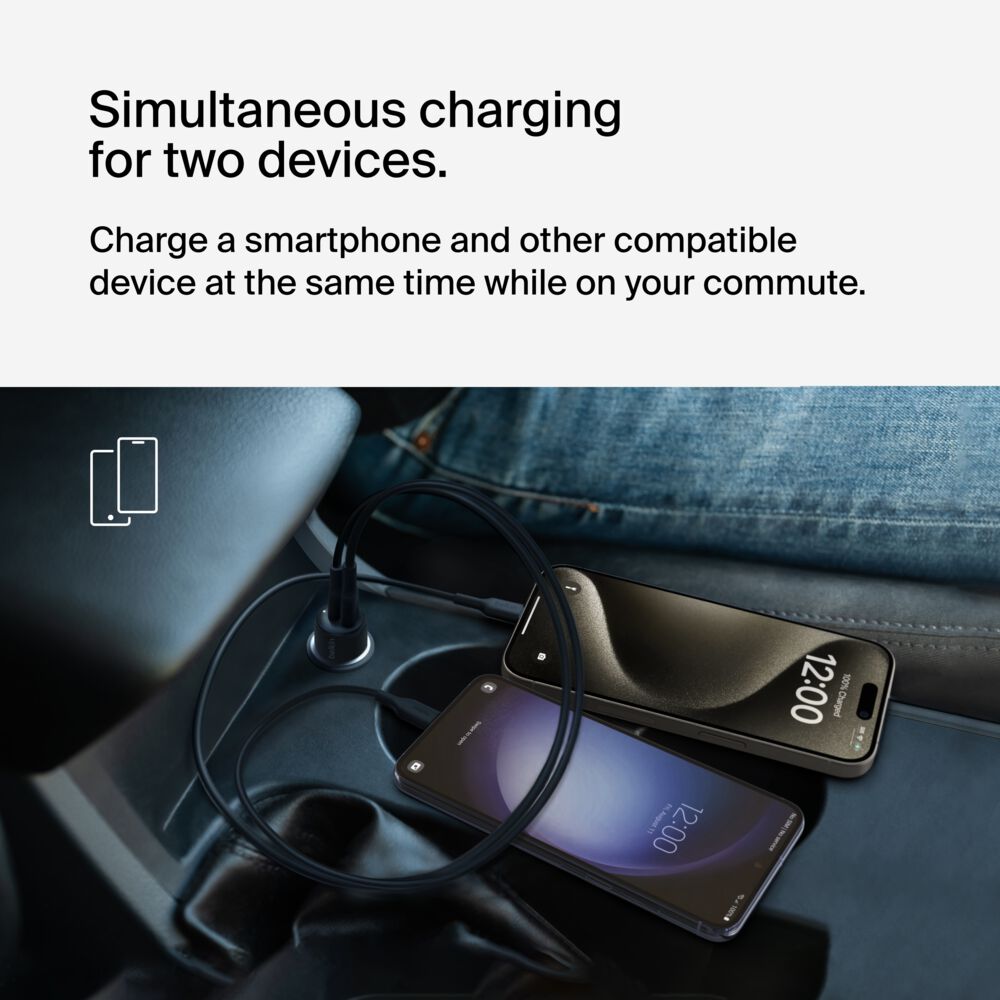 USB-A & USB-C car charger: fast charge iPhone & Samsung | Belkin US