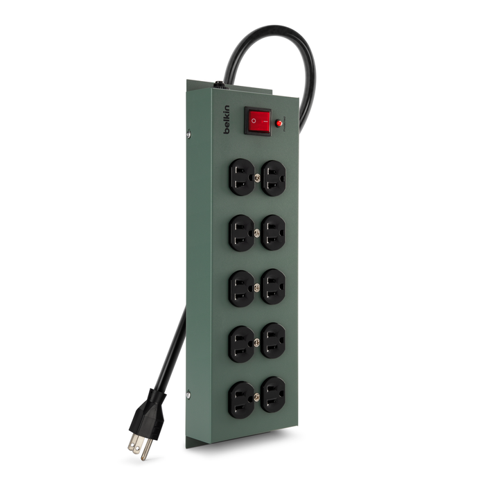 10-Outlet Metal Surge Protector with 15ft Power Cord | Belkin US