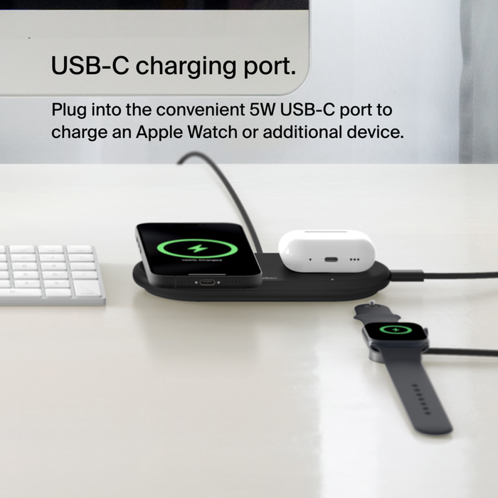 2-in-1 Magnetic Wireless Charging Pad with Qi2, MagSafe-compatible | Belkin US