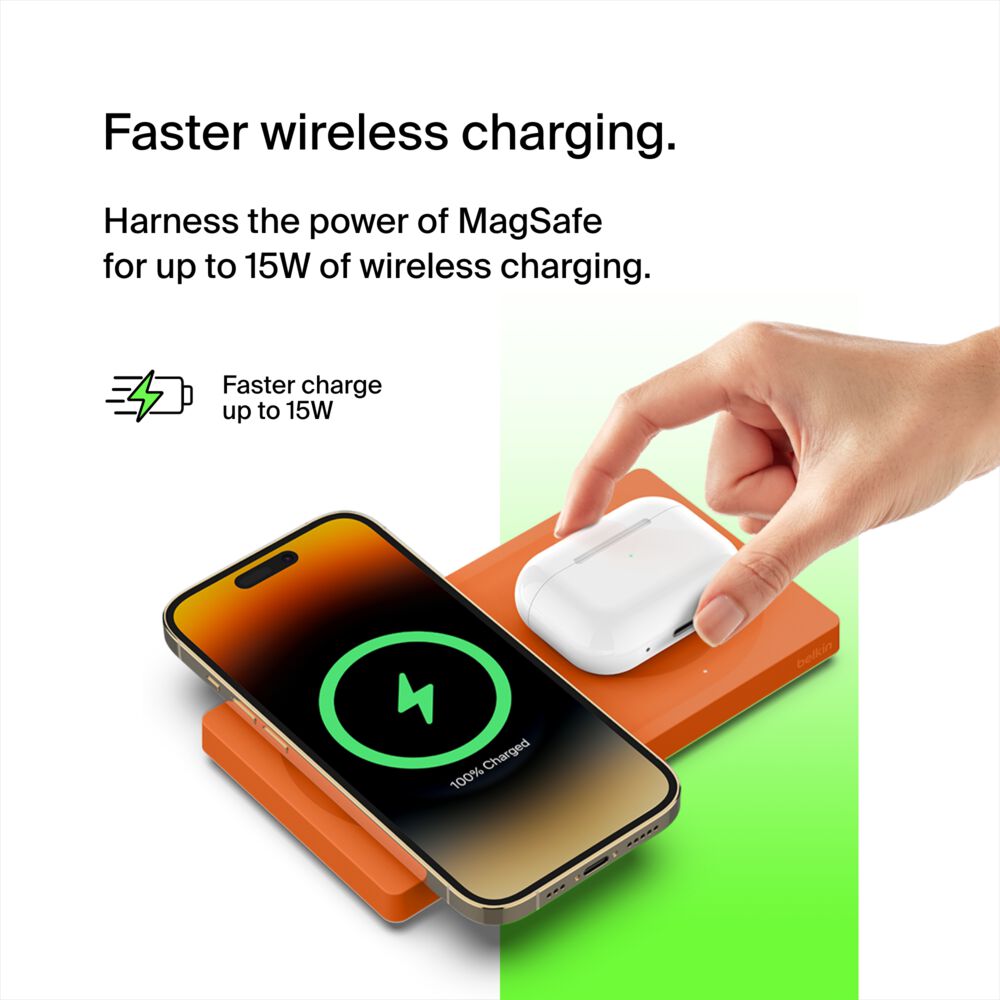 2-in-1 Wireless Charging Pad with MagSafe (15W) | Belkin US
