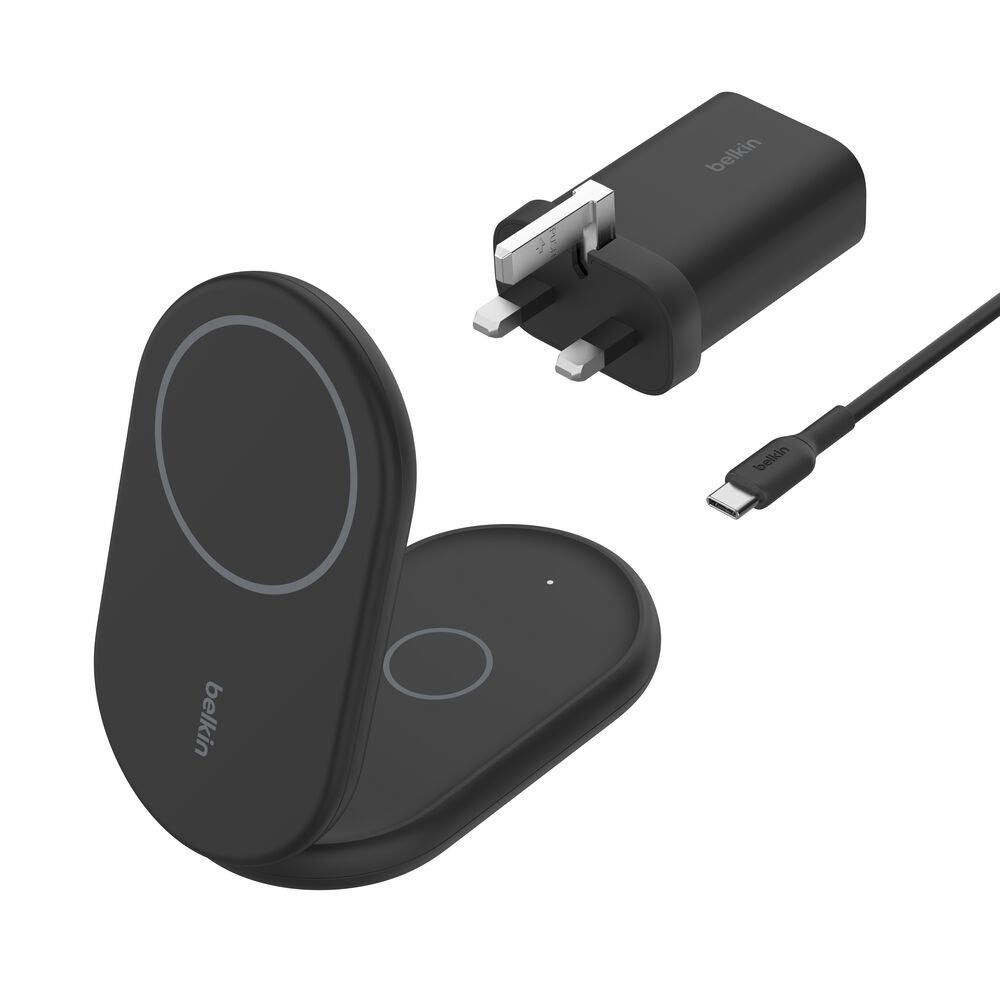 2-in-1 Foldable Qi2 Wireless Charging Station, MagSafe-compatible | Belkin UK