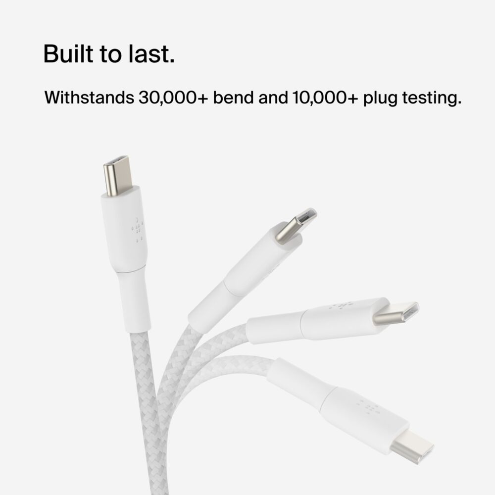 15W + 60W Heavy Duty USB-C Cable Bundle in White | Belkin US