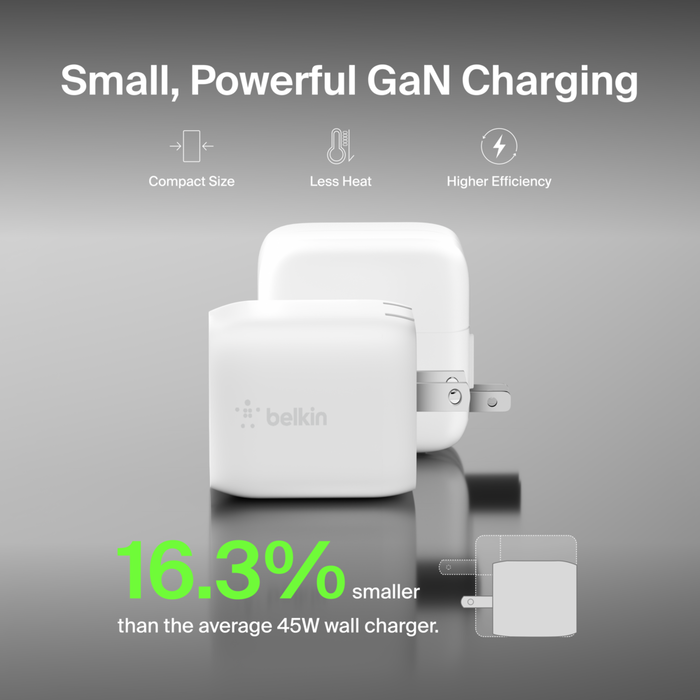 Dual USB-C GaN Wall Charger with PPS 45W | Belkin US