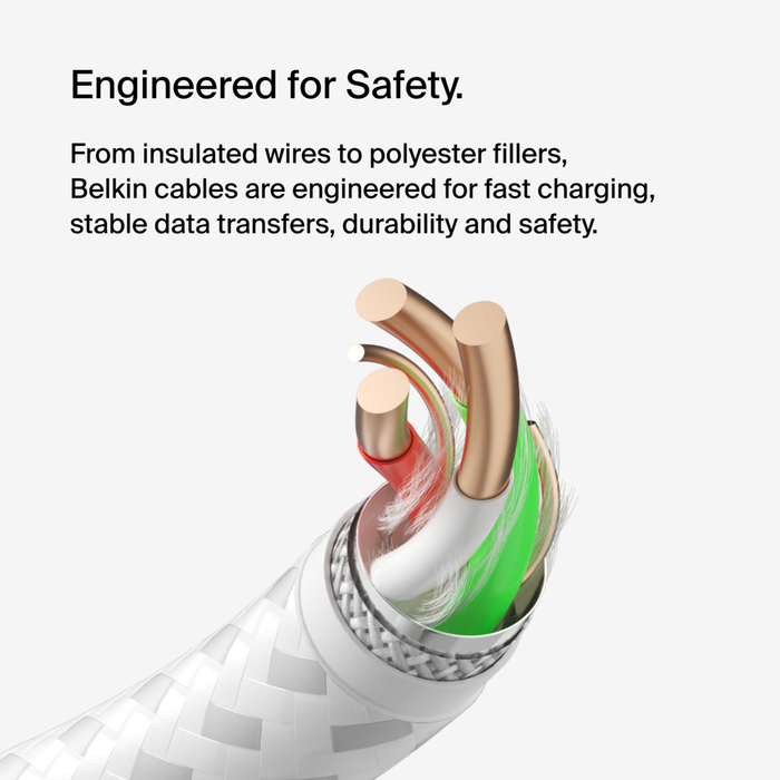 Braided USB-C to USB-A Cable (1m / 3.3ft, White) | Belkin | Belkin US