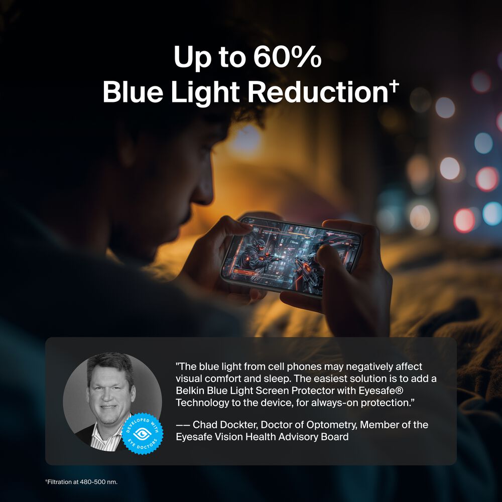 InvisiGlass 블루라이트 필터 강화유리 | Belkin KR