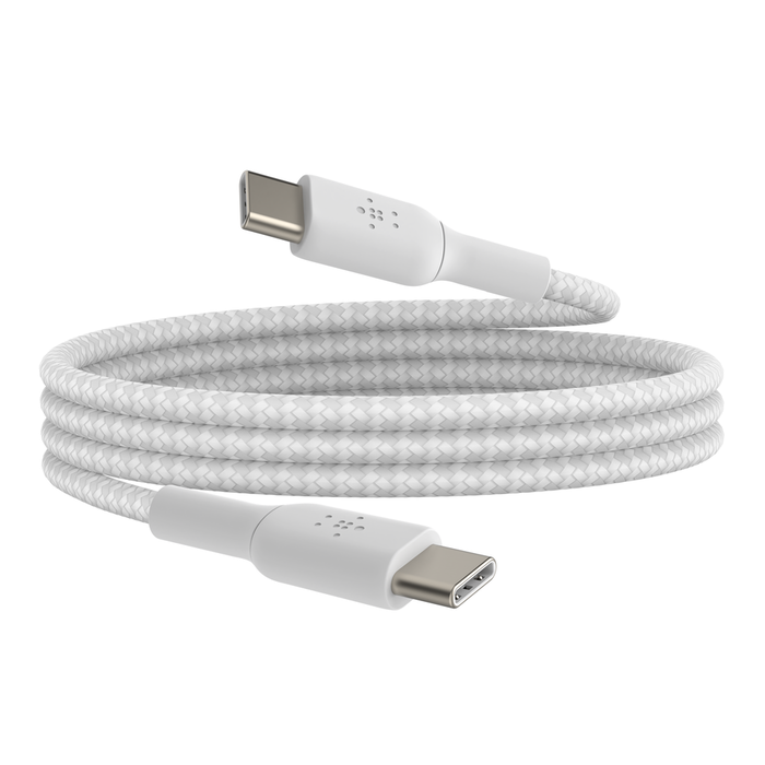 Braided USB-C to USB-C Cable (1m / 3.3ft, White) | Belkin UK