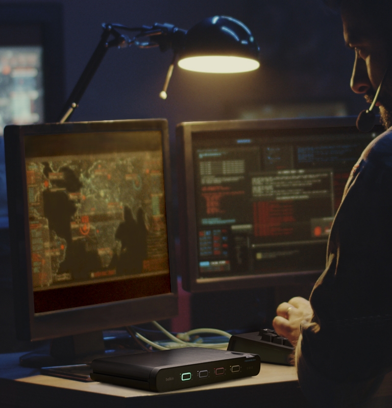 Universal Secure KVM Switch, 4-Port Dual Head w/ CAC | Belkin US