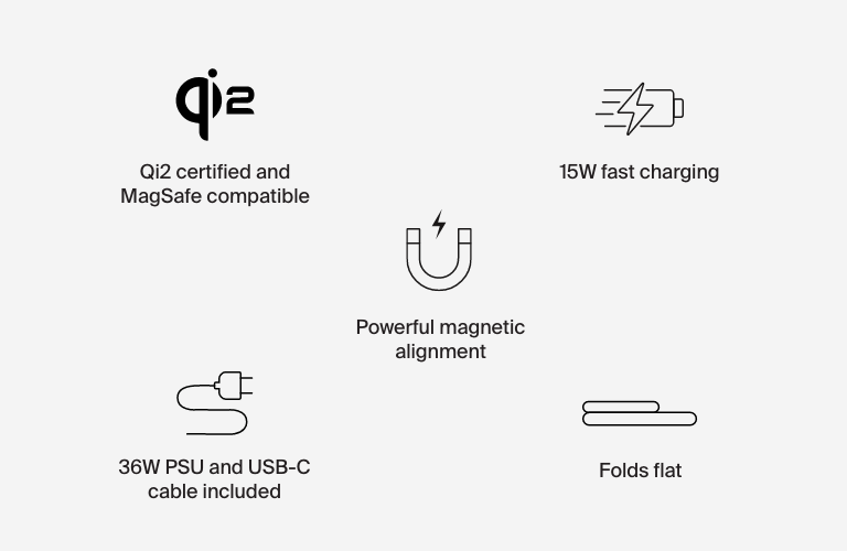 3-in-1 Magnetic Charging Travel Pad with Qi2 15W, MagSafe-compatible | Belkin US