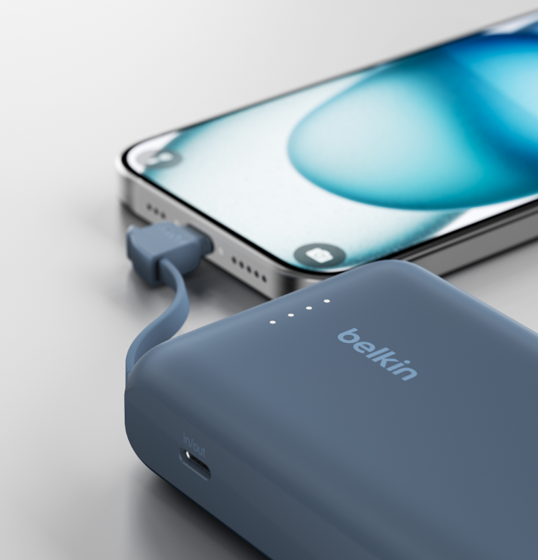 Portable Power Bank with Integrated Cable 10K and 20K | Belkin IN
