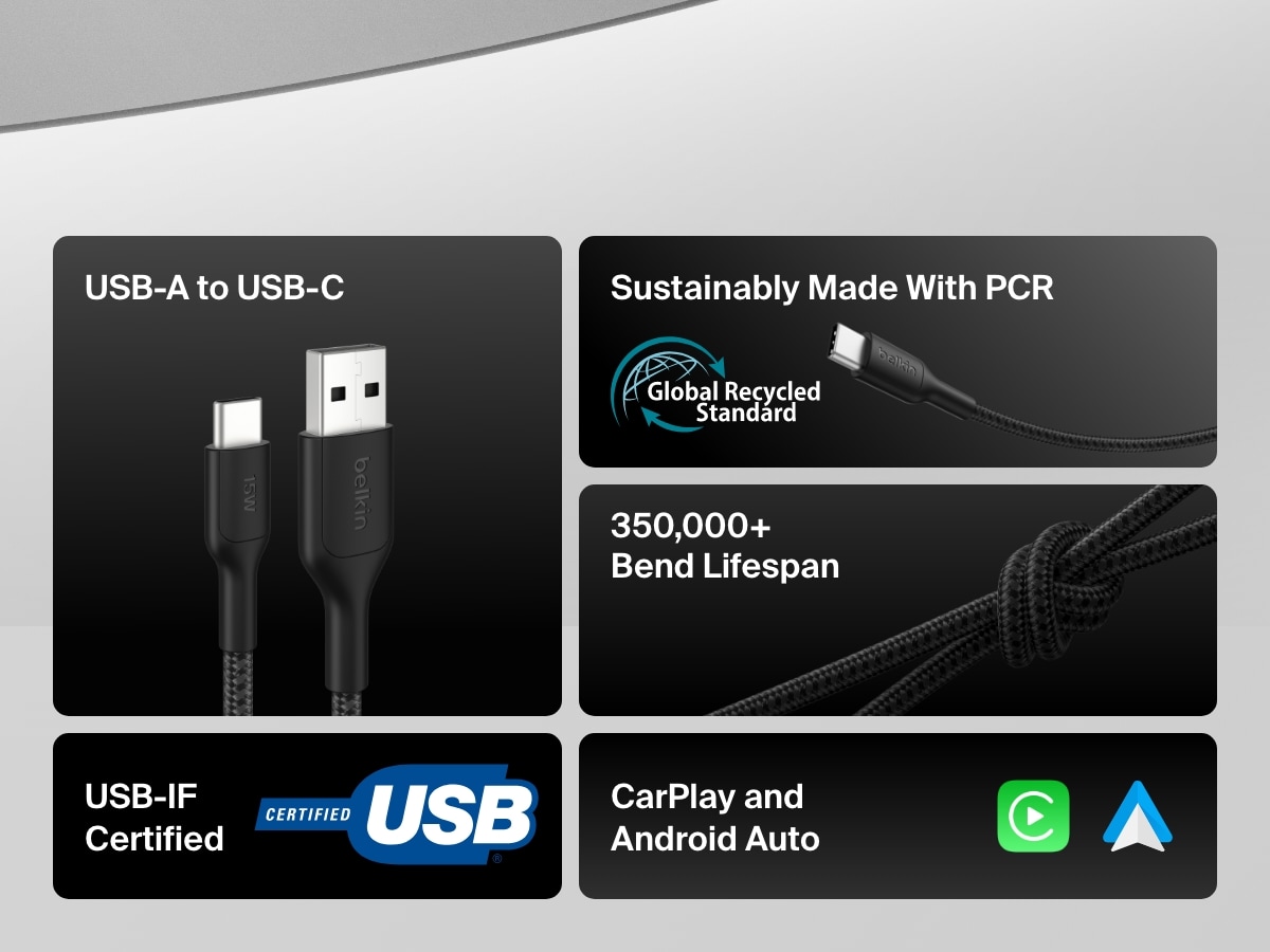 Braided USB-A to USB-C Cable 15W | Belkin MY