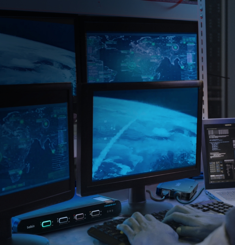 TAA KVM Dock USB-C® to (2) DP/USB-B Cables w/ RJ45 and Power | Belkin AU