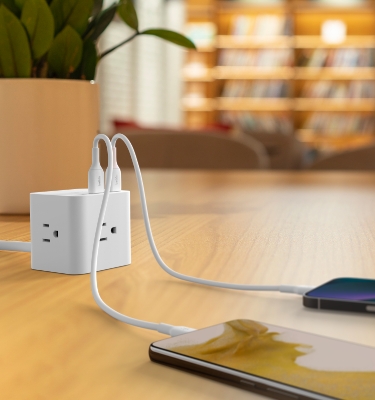 3-Outlet Power Cube with 5-Foot Cord and USB-A Ports | Belkin US