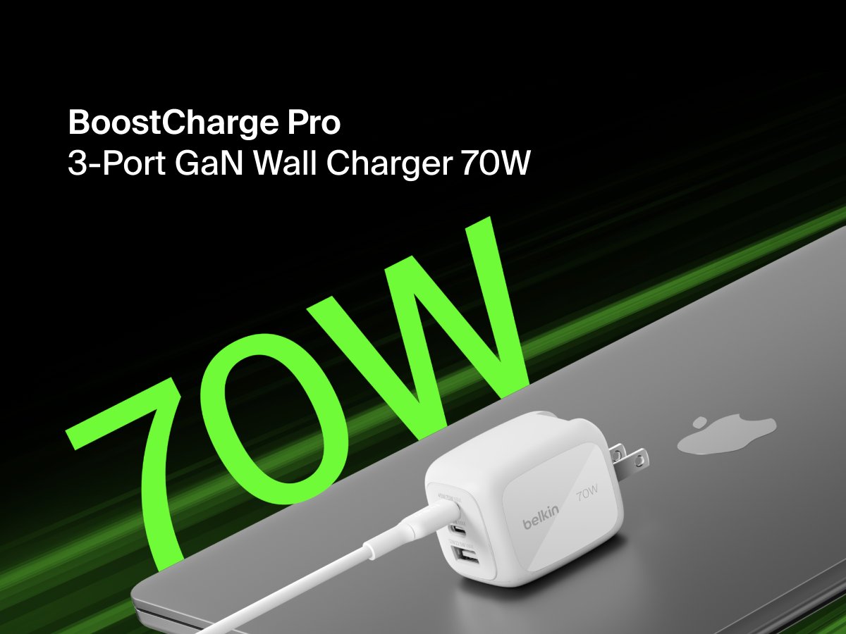 3-Port GaN Wall Charger 70W | Belkin IN