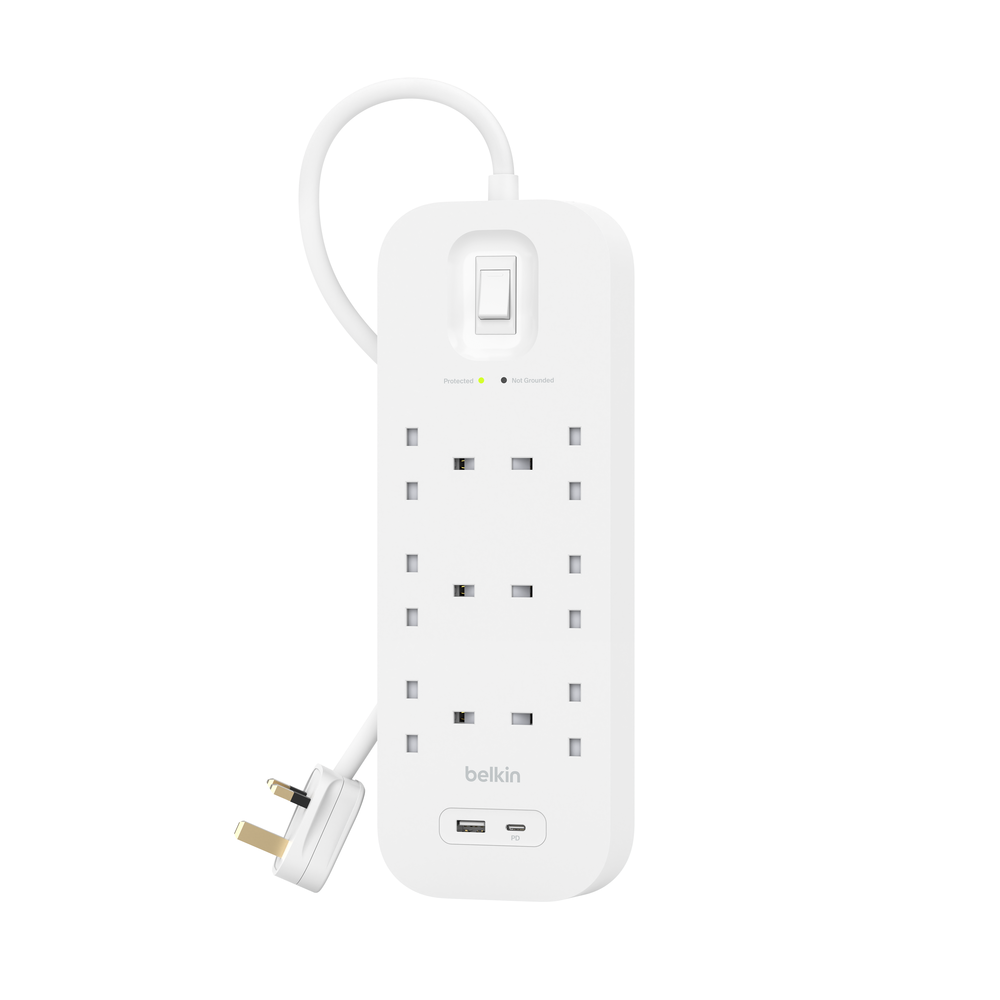 Surge Protector with USB-C and USB-A Ports (6 Outlet with 1 USB-C & 1 ...