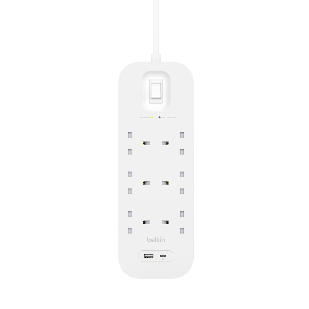 Surge Protector with USB-C and USB-A Ports (6 Outlet with 1 USB-C & 1 ...
