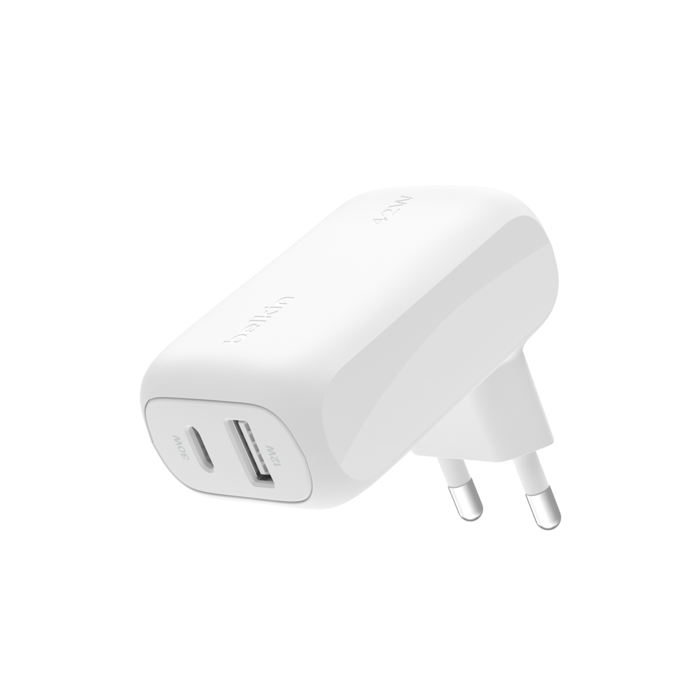 BoostCharge Dual Wall Charger 42W with USB-C + USB-A ports | Belkin TH
