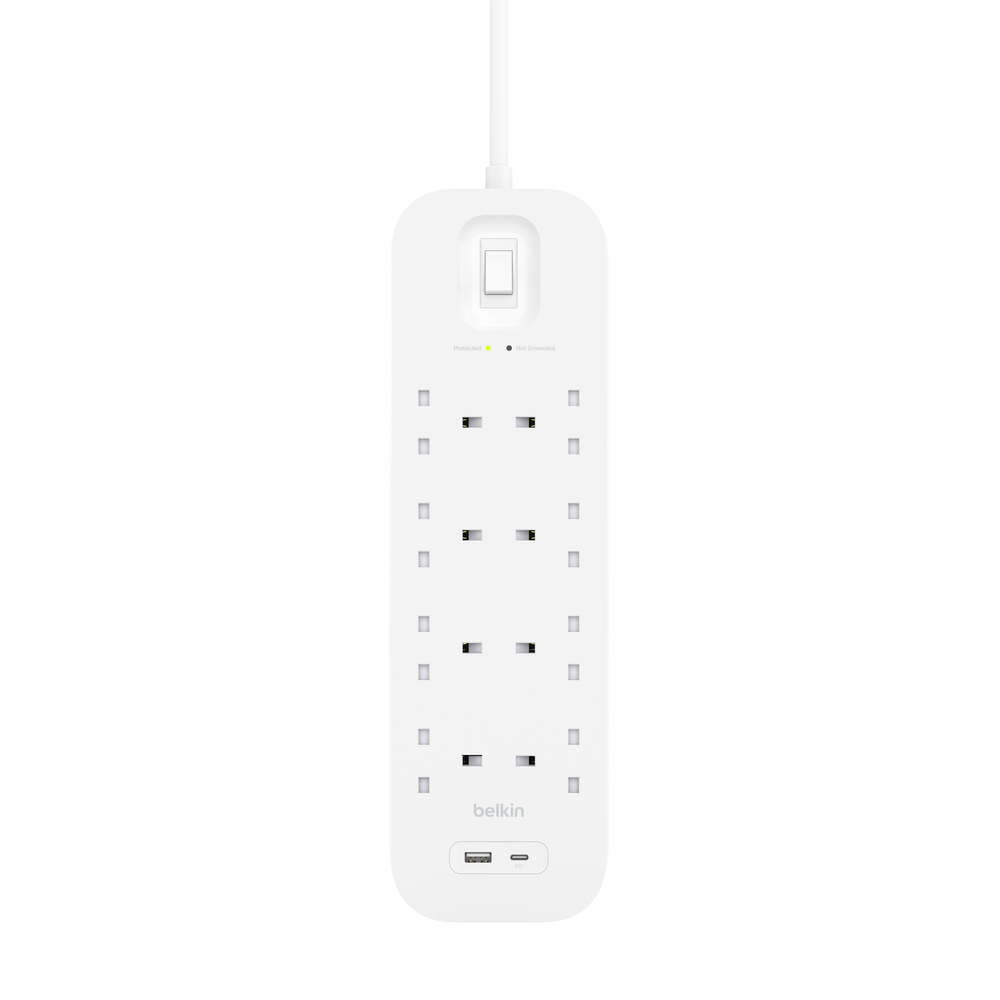 Surge Protector with USB-C and USB-A Ports (8 Outlet with 1 USB-C & 1 ...