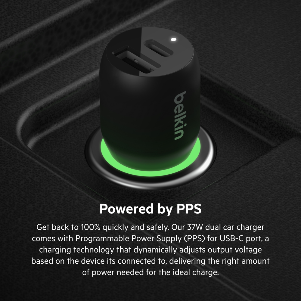 USB-C Car Charger with PPS - Power Two Devices | Belkin US