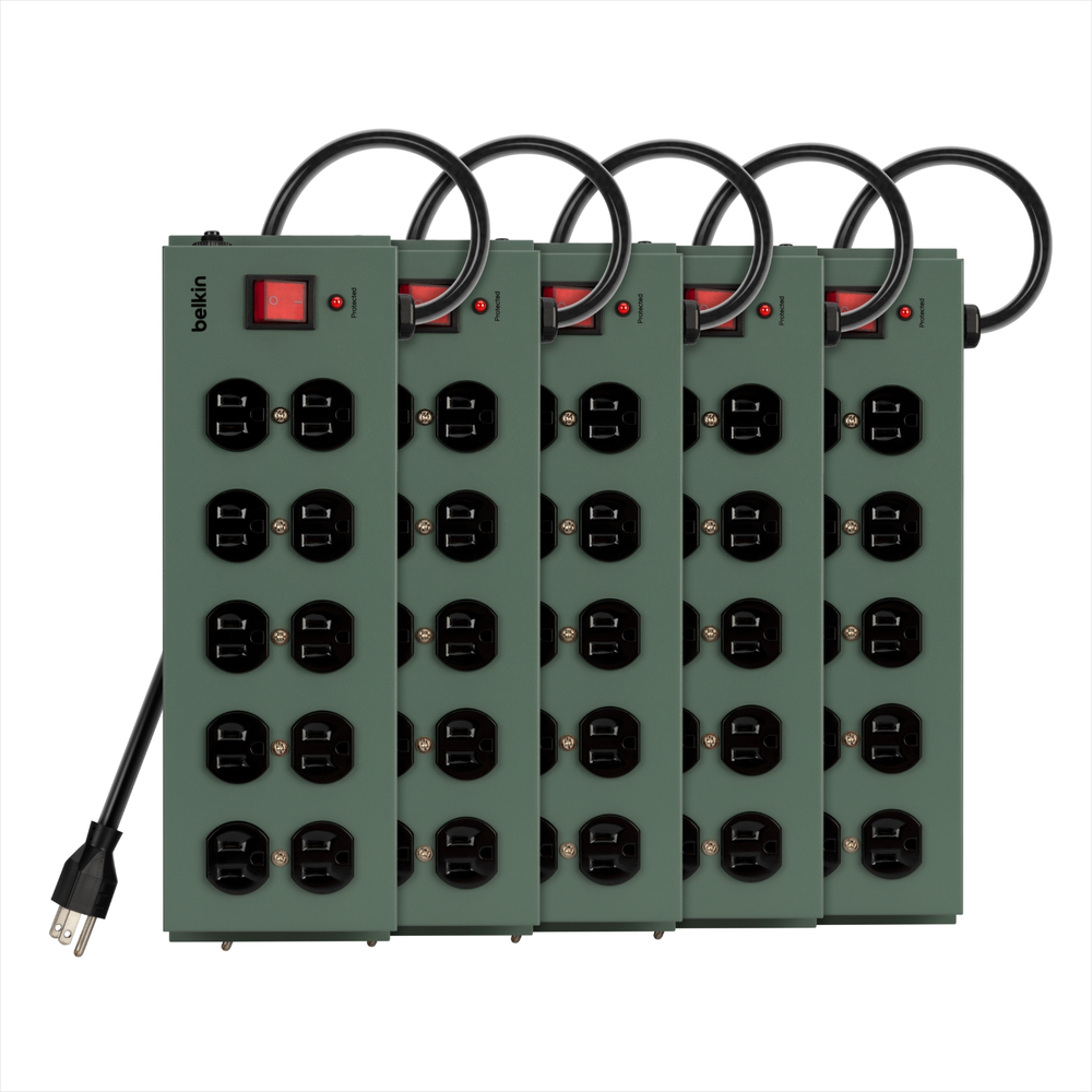 10-Outlet Metal Surge Protector with 15ft Power Cord (5-pack) | Belkin US