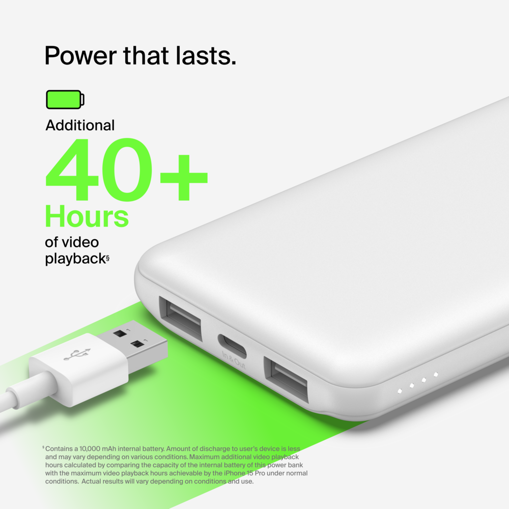 BoostCharge Power Bank 10K, 20K with USB-A to USB-C cable | Belkin ...