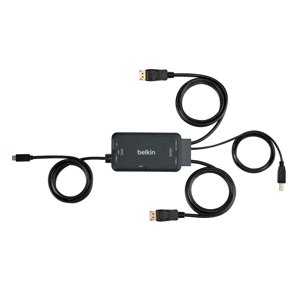 TAA KVM Dock USB-C® to (2) DP/USB-B Cables w/ RJ45 and Power | Belkin UK