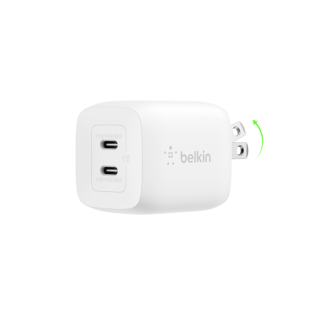 Dual USB-C GaN Wall Charger with PPS 45W | Belkin US