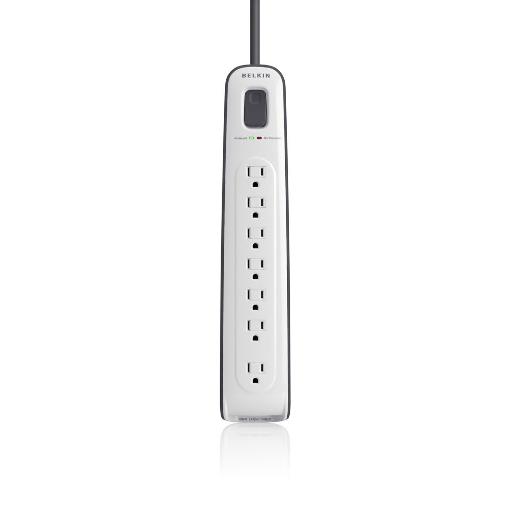 7-outlet Surge Protector with 12 ft Power Cord with Telephone ...