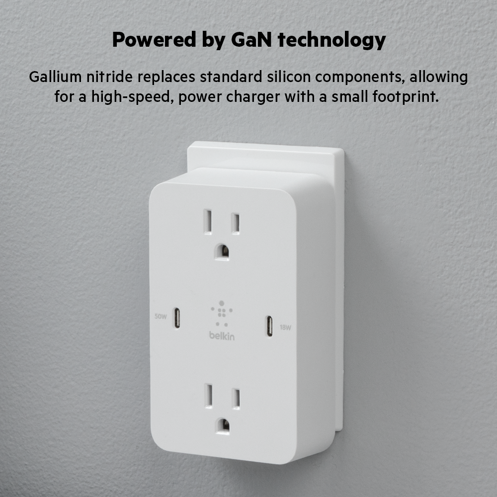 Dual Outlet & USB-C Port GaN Wall Plate | Belkin US