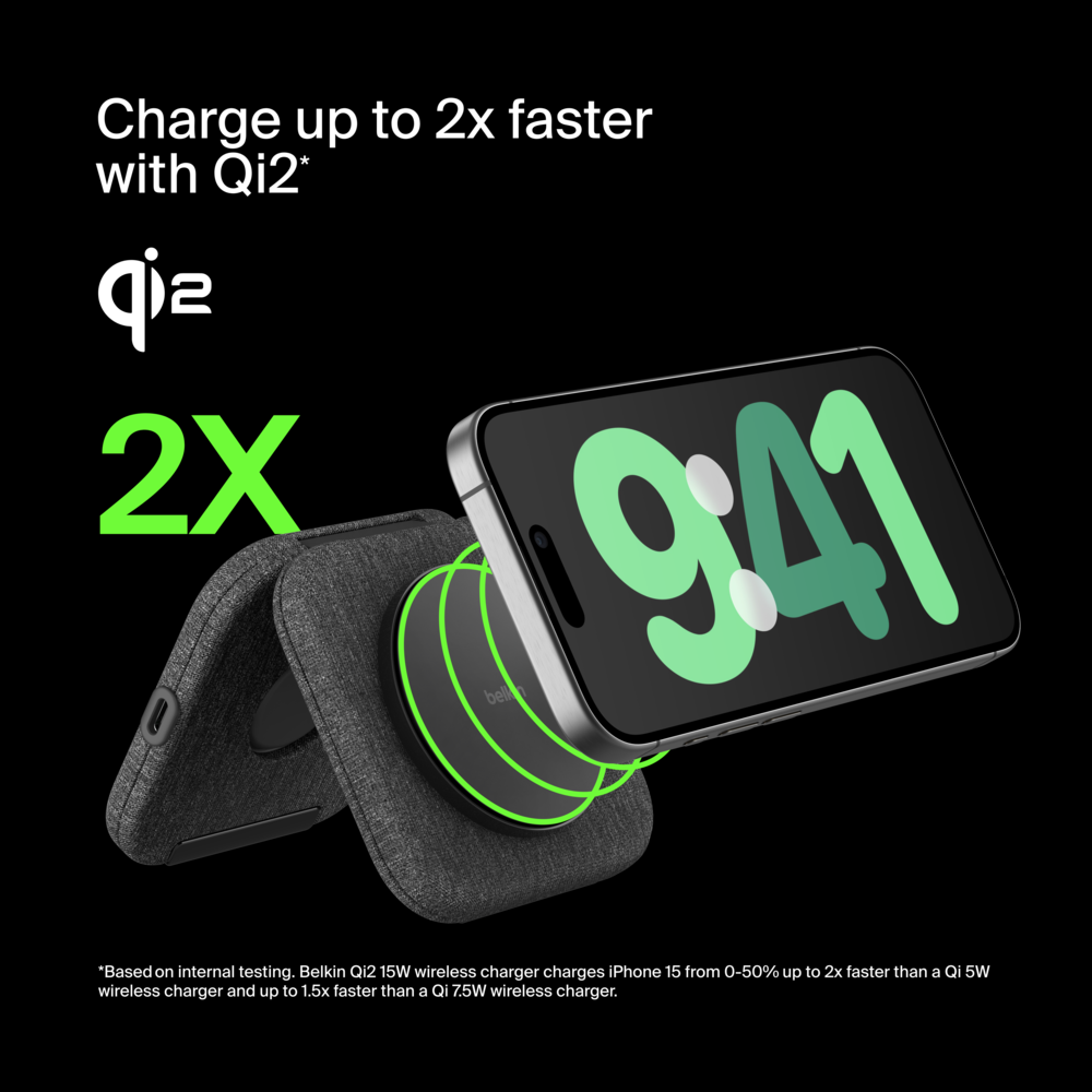 2-in-1 Magnetic Charging Travel Pad with Qi2 15W, MagSafe-compatible ...