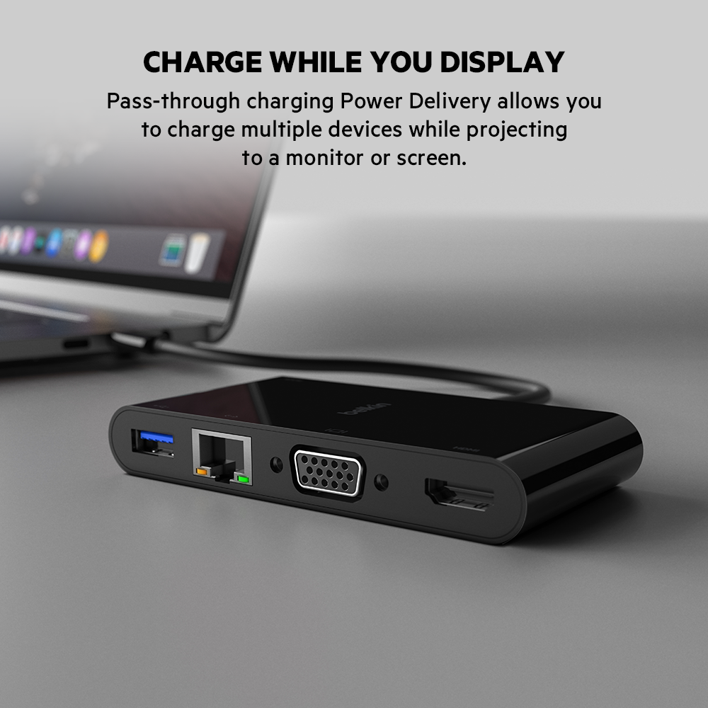 USB-C Multimedia + Charge Adapter (100W) | Belkin US