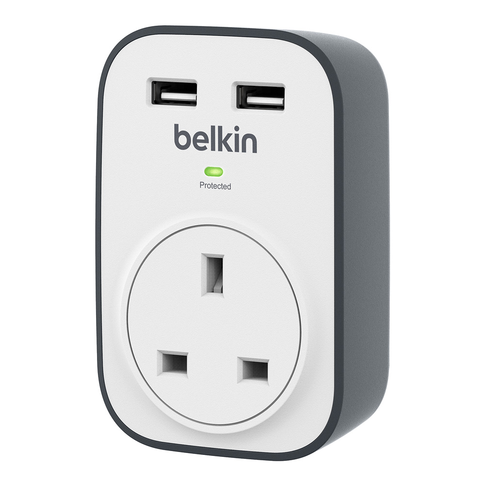 SurgeCube 1 Outlet Surge Protector with 2 x 2.4A Shared USB Charging ...