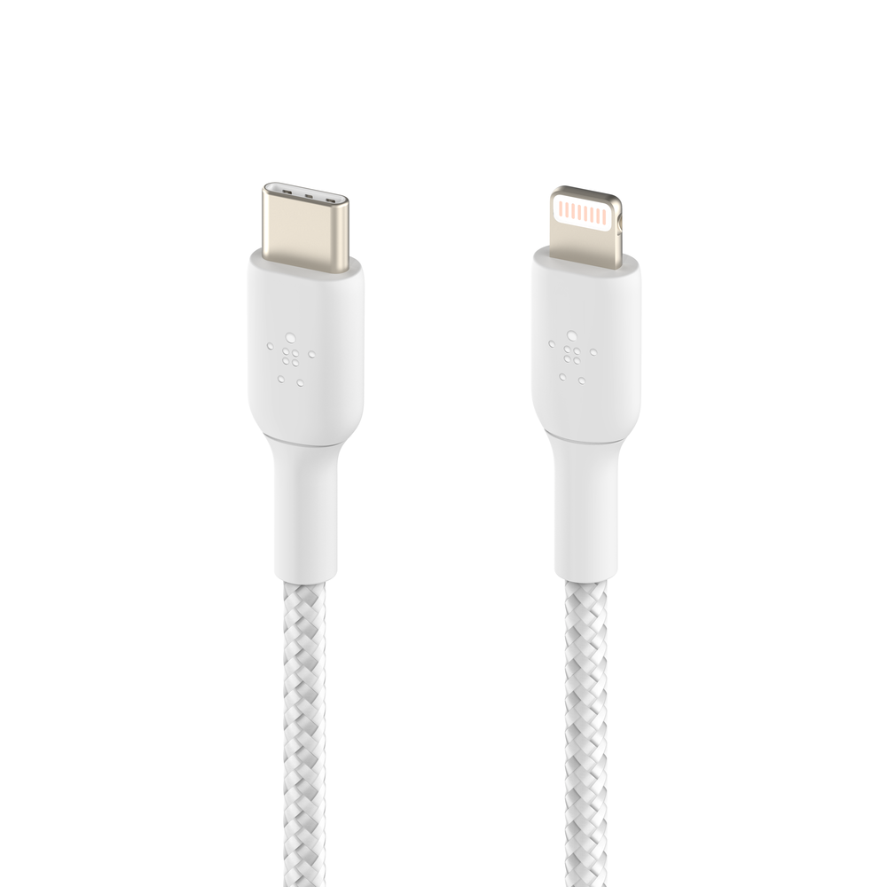 Braided USB-C to Lightning Cable (1m / 3.3ft, White) | Belkin | Belkin US