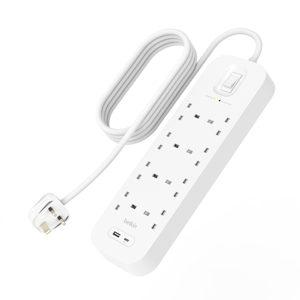 Surge Protector with USB-C and USB-A Ports (8 Outlet with 1 USB-C & 1 ...