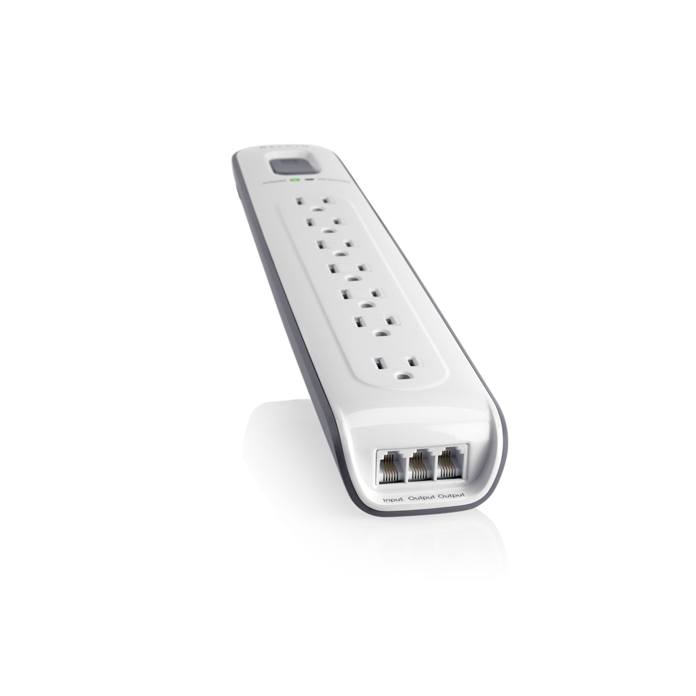 7-outlet Surge Protector with 12 ft Power Cord with Telephone ...